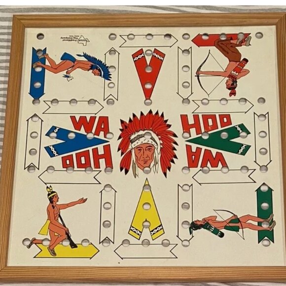Games | Vintage Wahoo Indian Theme Game Board Framed Texas Traditional ...